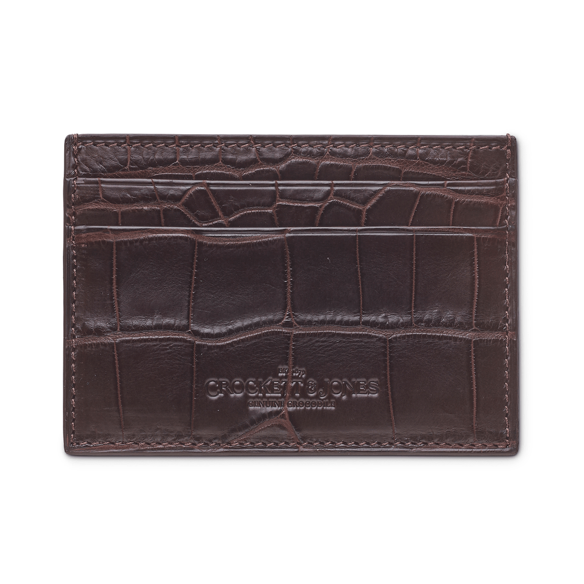 Card Holder Dark Brown Crocodile – Crockett & Jones US